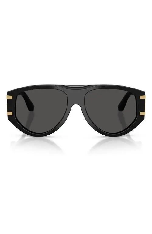 Dolce & Gabbana 56mm Pilot Sunglasses - Black / Dark Grey
