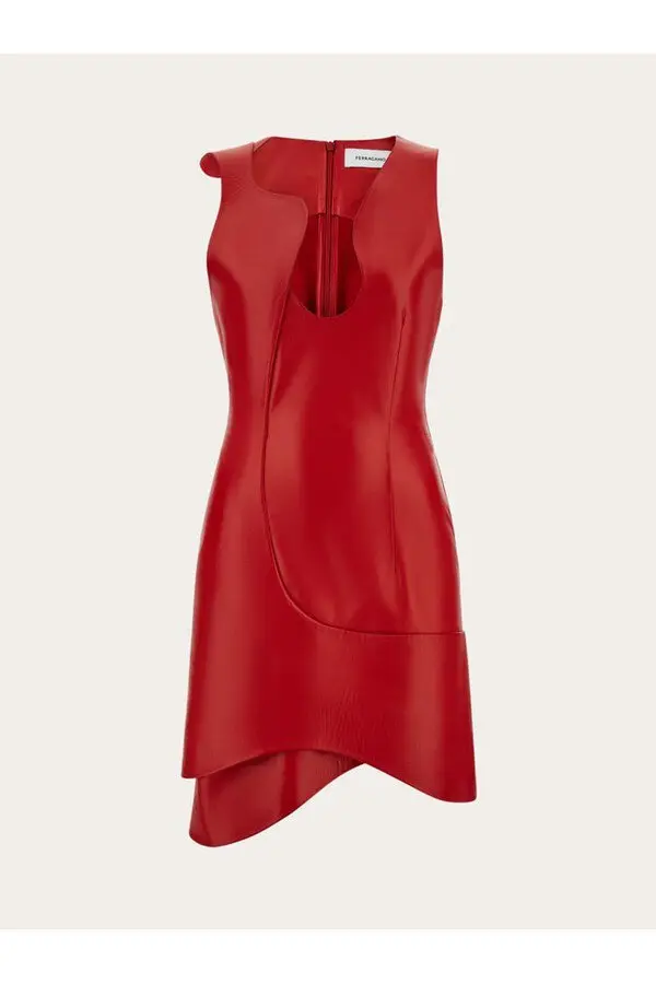 FERRAGAMO Leather Mini Dress - Red