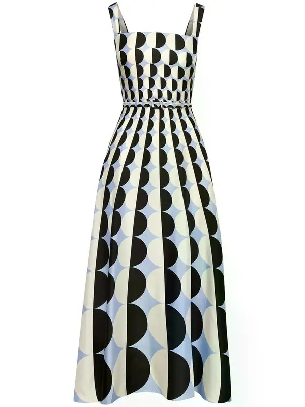 oscar de la renta geometric-print silk maxi dress Oscar De La Renta Geometric-Print Silk Maxi Dress In Black - 50% Off