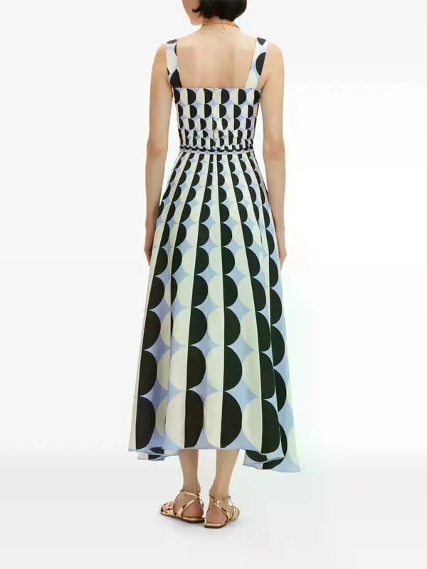 oscar de la renta geometric-print silk maxi dress Oscar De La Renta Geometric-Print Silk Maxi Dress In Black - 50% Off