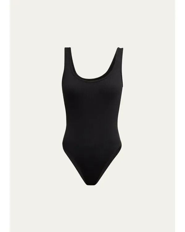 L'Agence Nica Ribbed Knit Bodysuit - Black