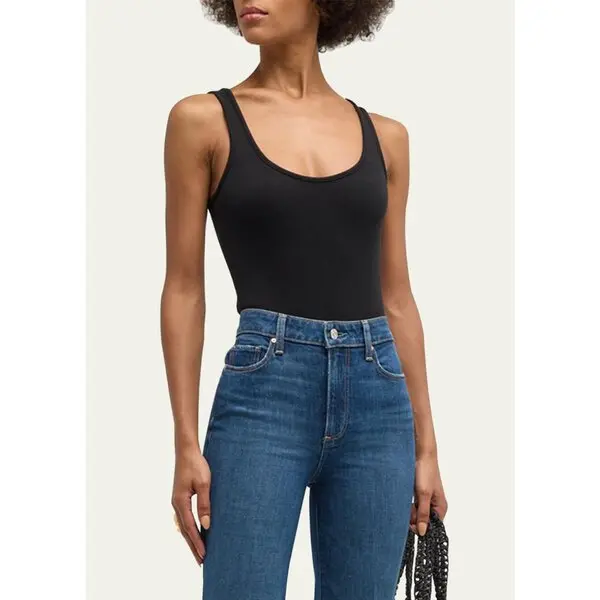 L'Agence Nica Ribbed Knit Bodysuit - Black