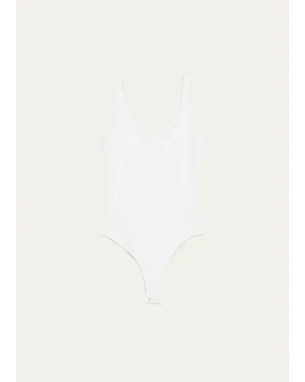 L'Agence Nica Ribbed Knit Bodysuit - White