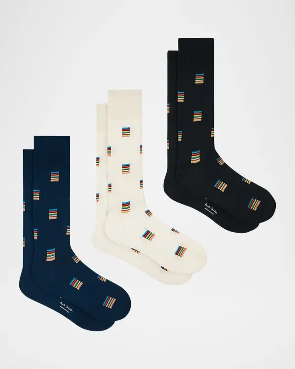 Paul Smith Jonas Signature Stripe Block 3-pack Crew Socks - Multi