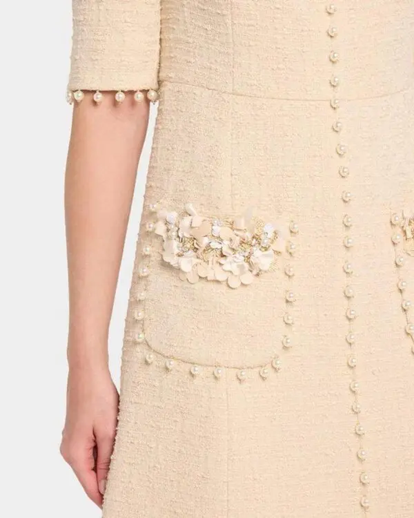 Rickie Freeman For Teri Jon Bead-embellished Boucle Dress - French Van