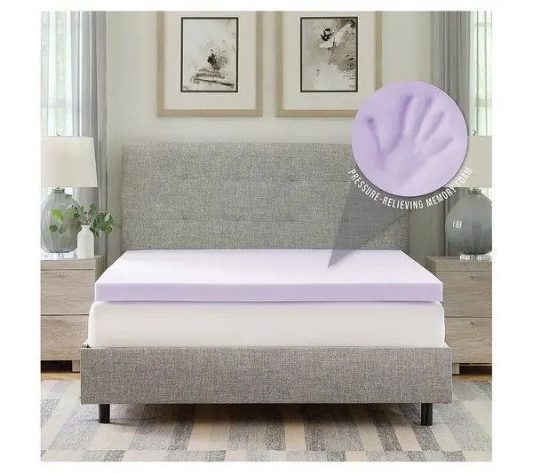 BODIPEDIC 3' Lavender Memory Foam Mattress Topp Er, Cal King