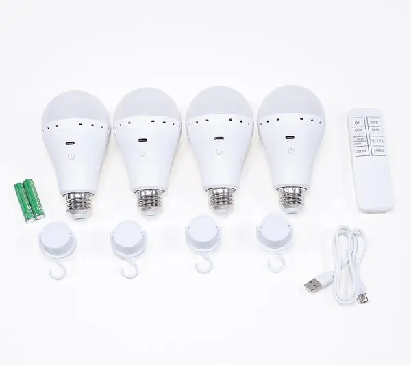 SUNTER Set Of 4 Multi-socket Rechargeable Light Bulbs W/ Remote - One-color