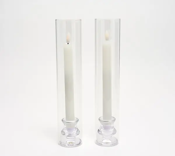 LIGHTSCAPES As Is S/2 Elegant Glass Taper Holdersw/candle - One-color