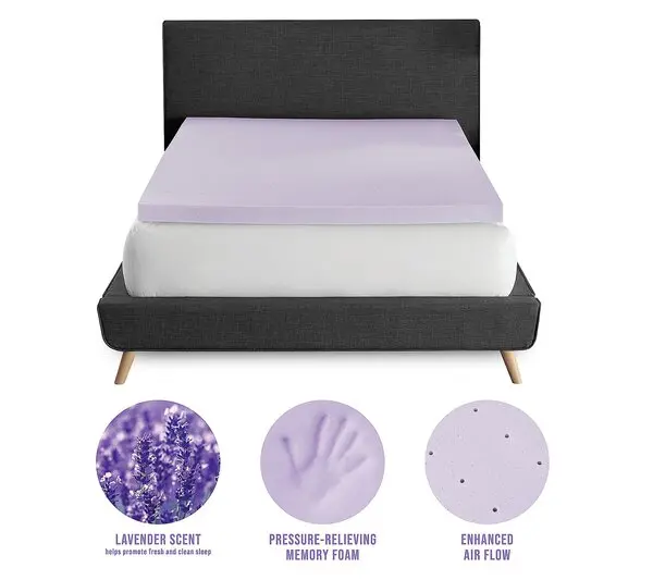 BODIPEDIC 3' Lavender Memory Foam Mattress Topp Er, Queen