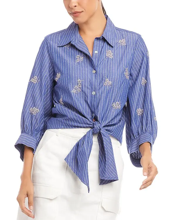 Karen Kane Embellished Tie-front Shirt