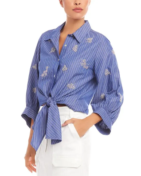 Karen Kane Embellished Tie-front Shirt