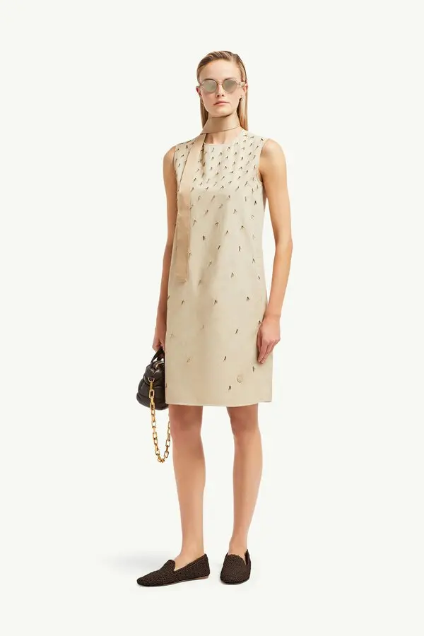 long beige dressing gown Ivory Crystal Beaded Dress – Montsand main image 1
