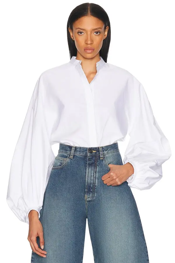 Alaïa Balloon Sleeve Poplin Shirt