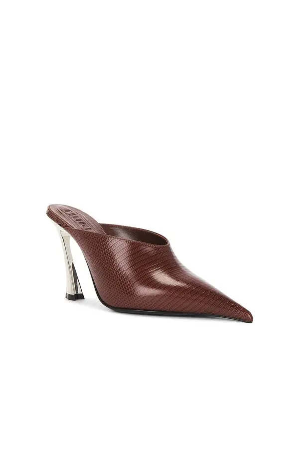 MUGLER Lizard-embossed Leather Mule