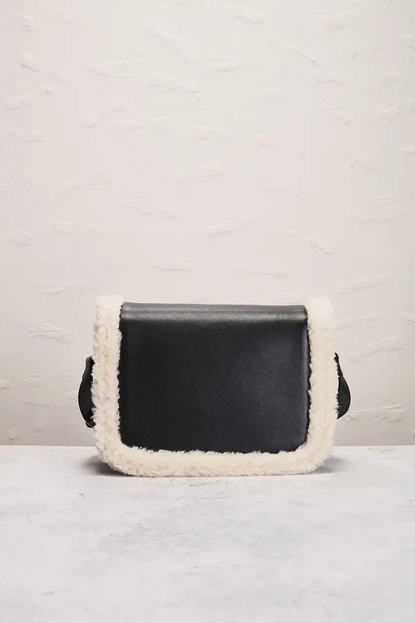 Gucci Shearling Horsebit 1955 Shoulder Bag - Black
