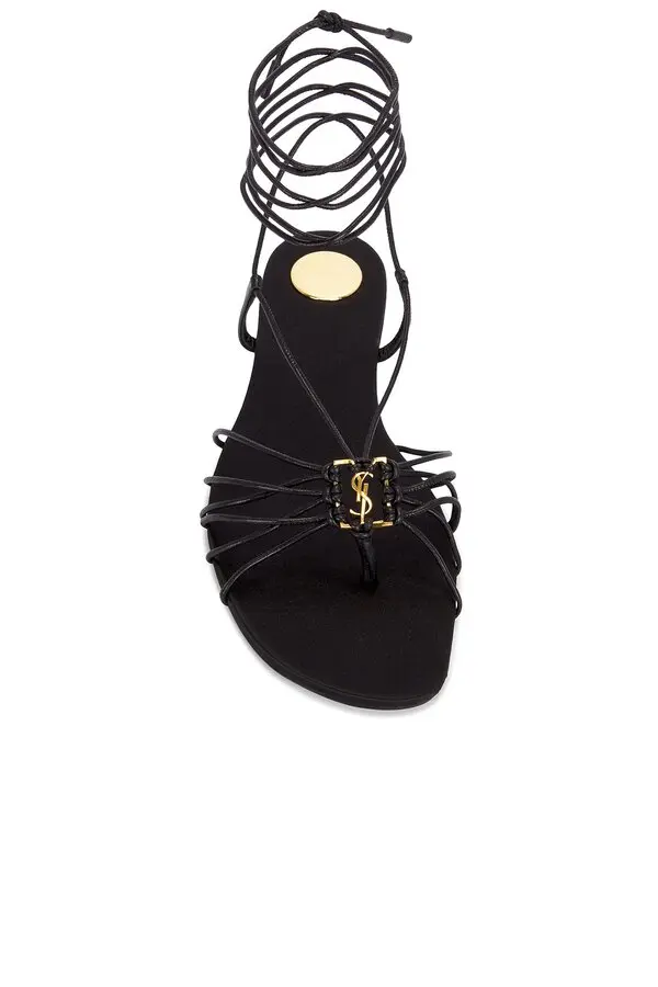 Saint Laurent Babylone Flat Sandal - Nero
