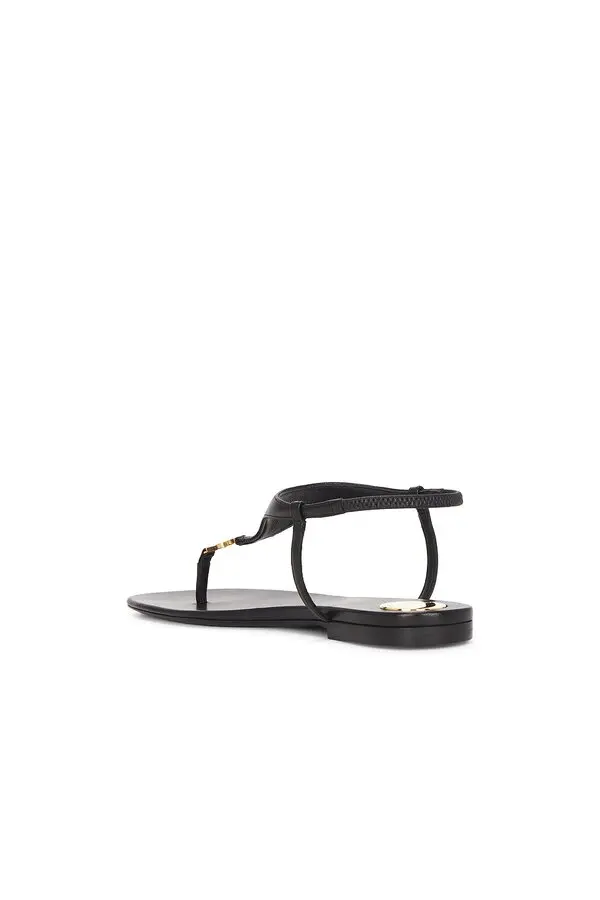 Saint Laurent Cassandra Flat Sandal - Nero