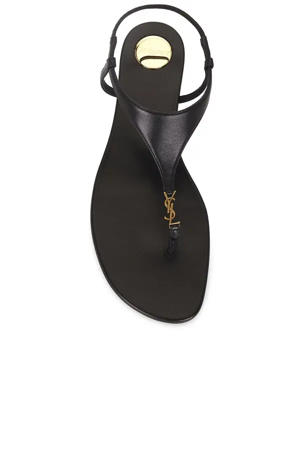 Saint Laurent Cassandra Flat Sandal - Nero