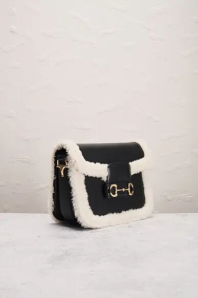 Gucci Shearling Horsebit 1955 Shoulder Bag