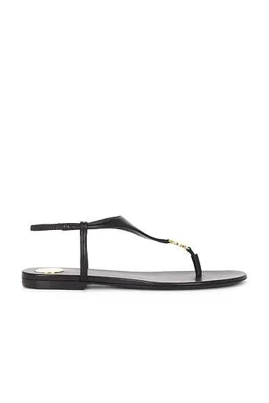 Saint Laurent Cassandra Flat Sandal - Nero