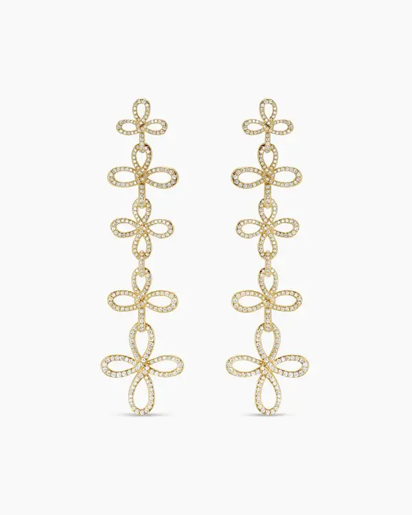 David Yurman Wisteria 18k Yellow Gold Statement Earrings - Diamond