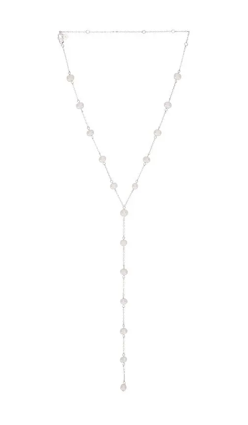 Ettika Dripping Pearl Lariat Necklace - Pearl & Silver