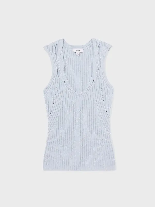REISS Alethia Twist Strap Knit Vest - Blue