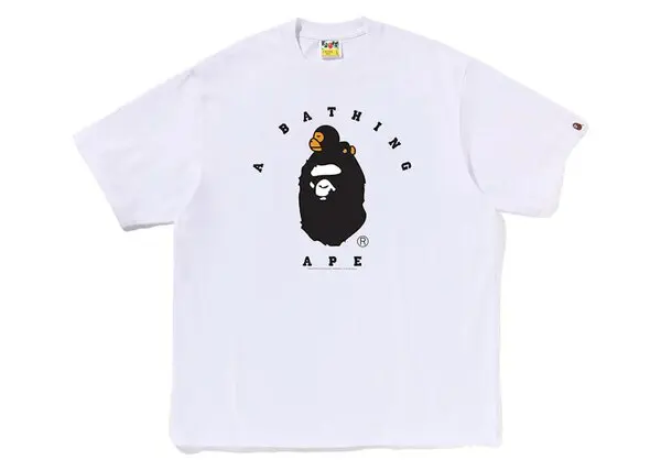 A BATHING APE Milo College Relaxed Fit Tee Shirt - White
