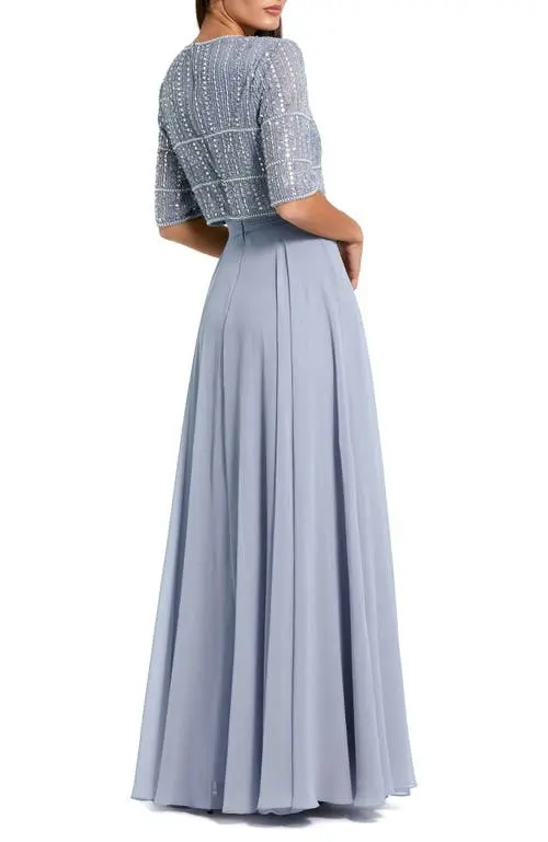Mac Duggal Beaded Chiffon Gown - Powder Blue