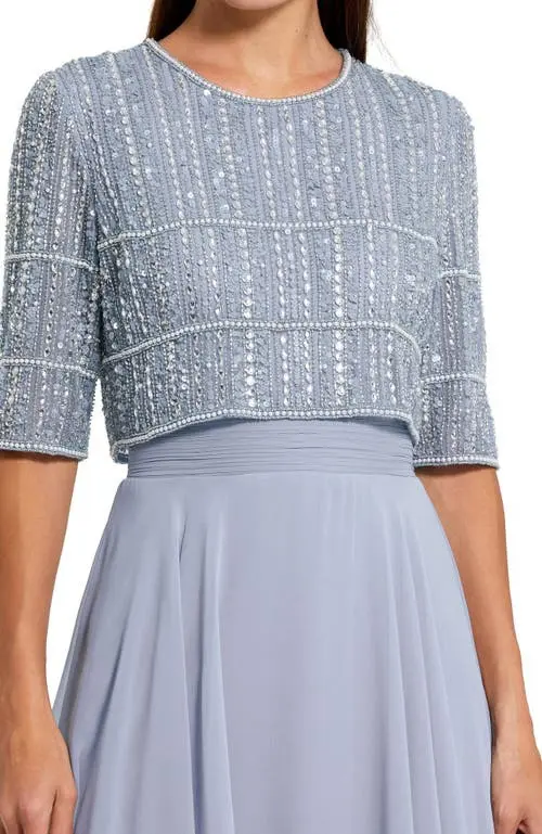 Mac Duggal Beaded Chiffon Gown - Powder Blue
