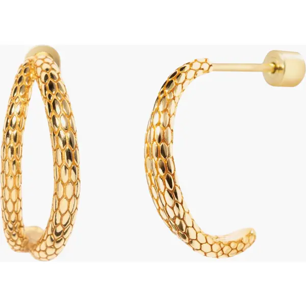 LITTLE SKY STONE Snake Double Hoop Earrings - Gold