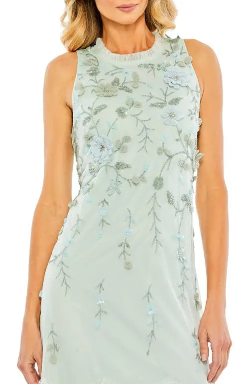 Mac Duggal Embellished High Neck Tiered Dress - Seafoam