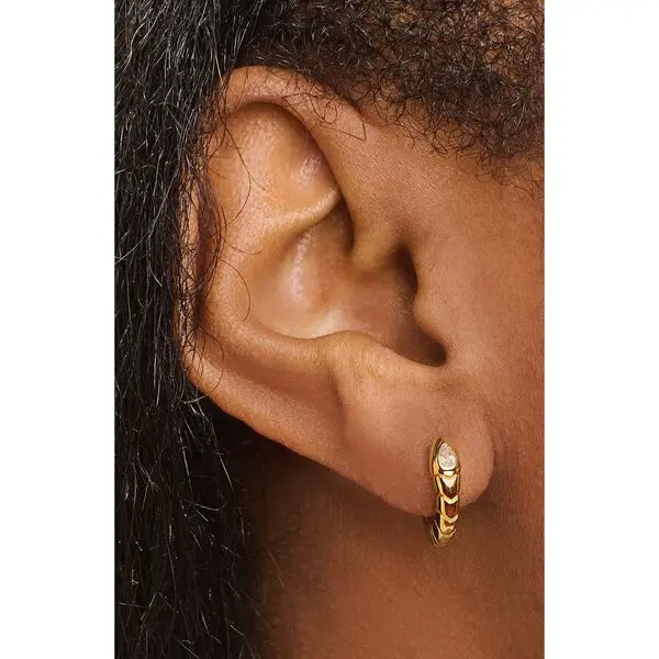 LITTLE SKY STONE Snake Huggie Earrings - Gold