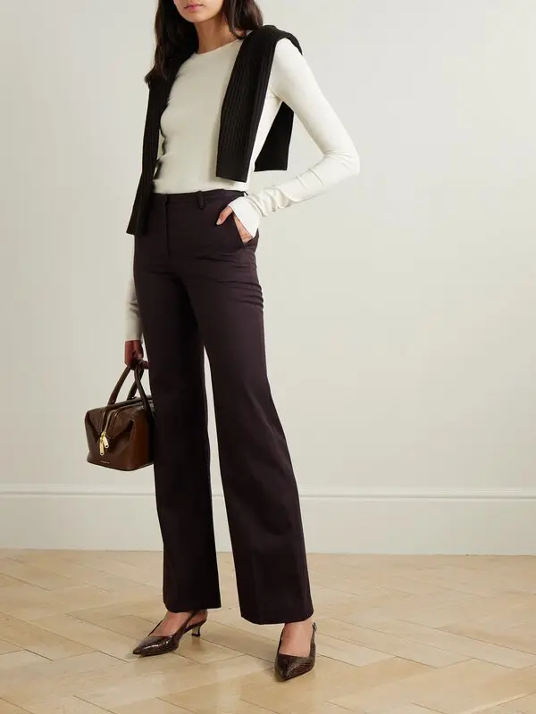 Eterne Ribbed Stretch Cotton And Modal-blend Top - Neutrals