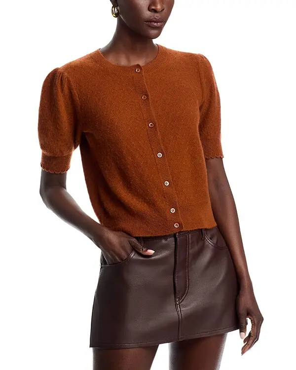 FRAME The Cashmere Pointelle Cardigan - Chestnut