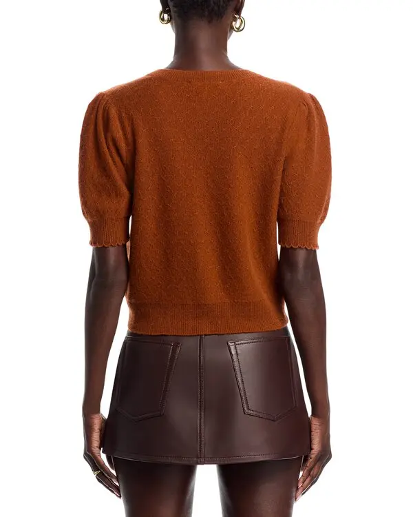 FRAME The Cashmere Pointelle Cardigan - Chestnut