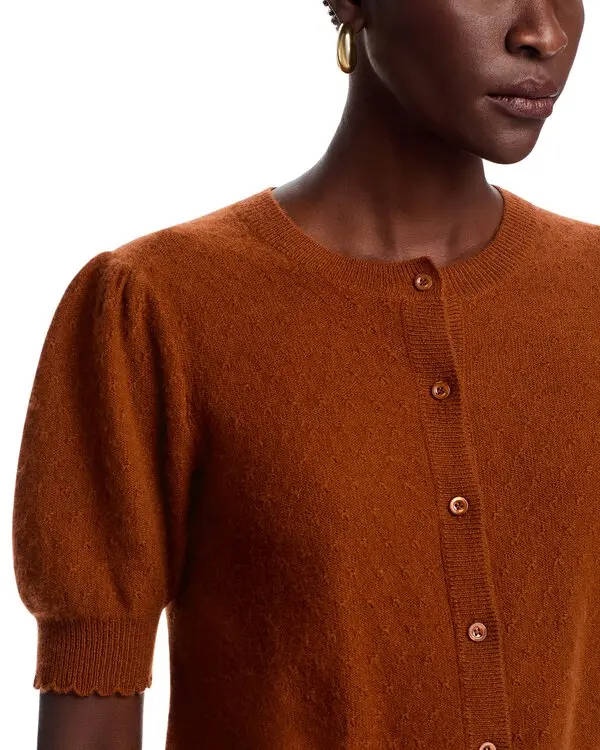 FRAME The Cashmere Pointelle Cardigan - Chestnut