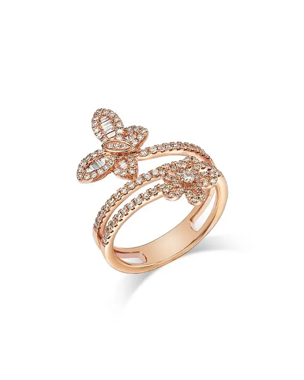Bloomingdale'S Diamond Butterfly And Flower Ring - Pink