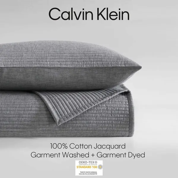 Calvin Klein Mini Channel Stitch Solid 3 Piece Quilt Set, King