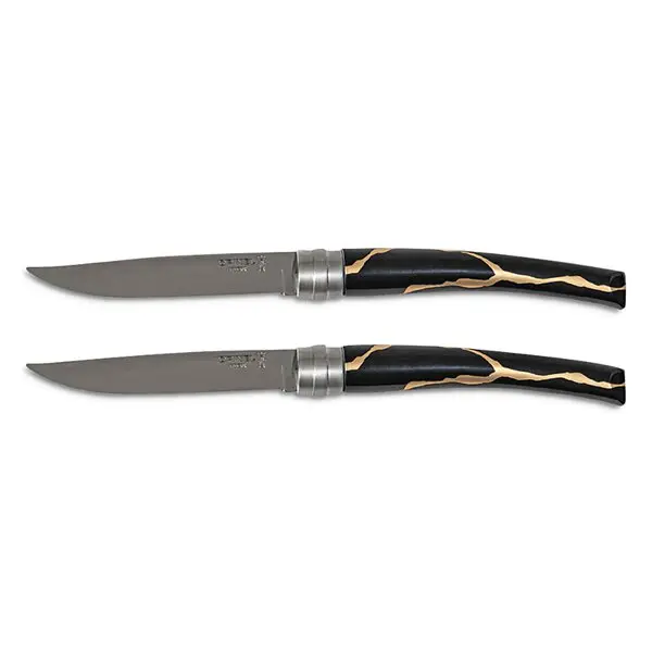 Bernardaud Kintsugi Charbon Silver Table Knives, Set Of 2 - No Color