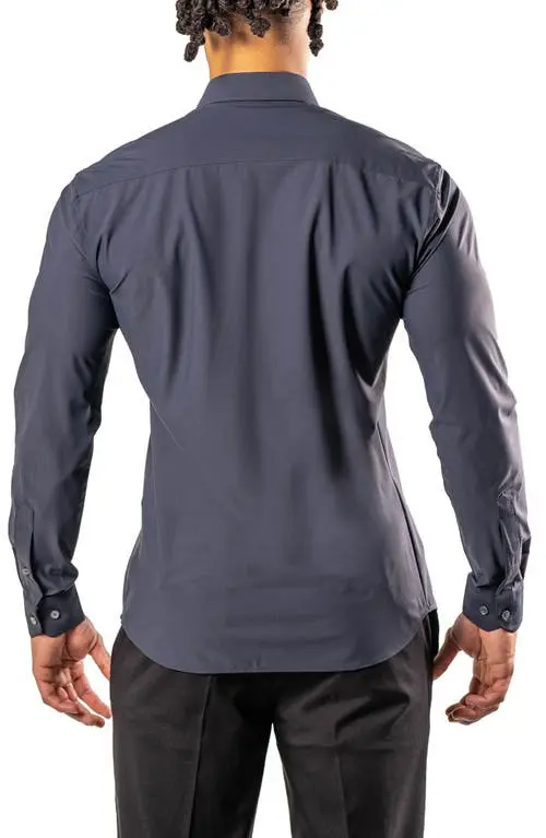 MACEOO Fibonacci Stretcheurodark Cotton Blend Button-up Shirt - Grey