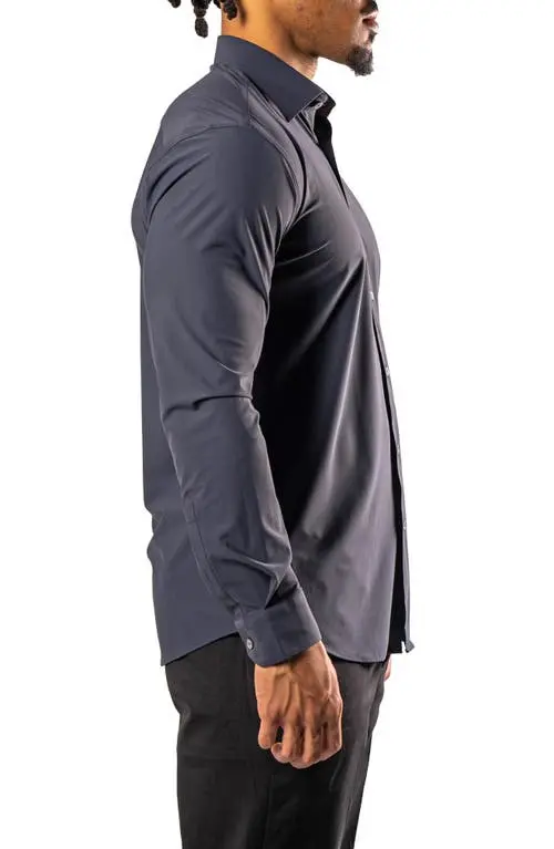 MACEOO Fibonacci Stretcheurodark Cotton Blend Button-up Shirt - Grey