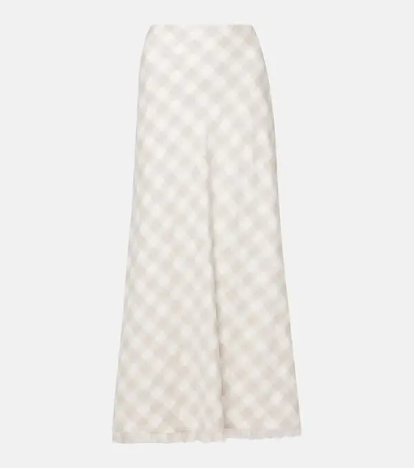Simkhai Noelle Checked Maxi Skirt - Beige