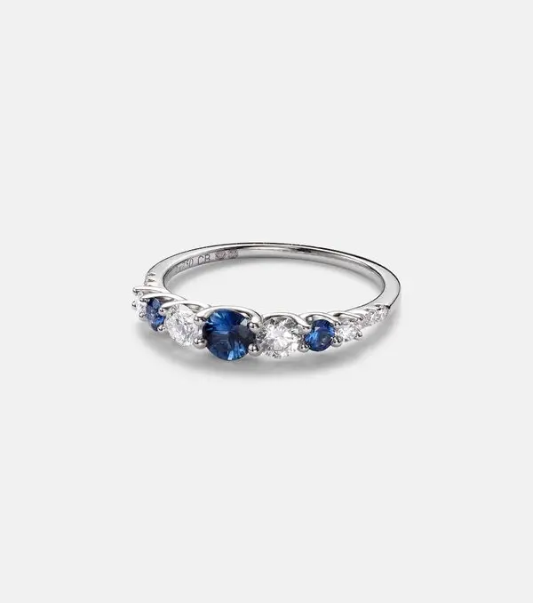 BUCHERER FINE JEWELLERY 18kt White Gold Ring With Sapphires And Diamonds - Silver