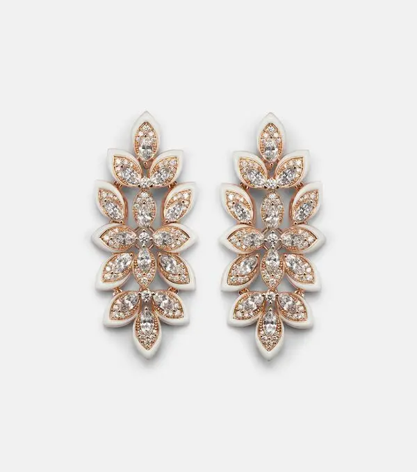 KAMYEN Lotus 18kt Rose Earrings With Diamonds - Gold