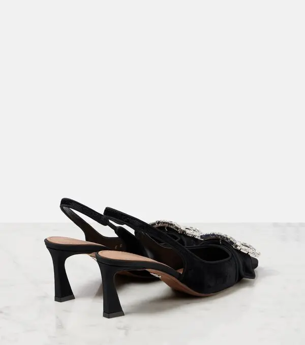 Dolce & Gabbana Embellished Velvet Slingback Pumps - Black