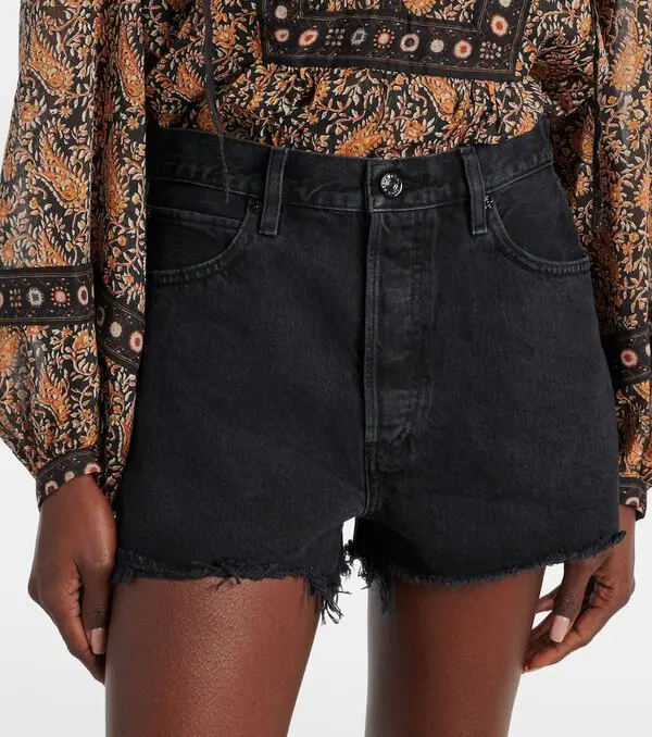 FRAME Frayed Denim Shorts - Black