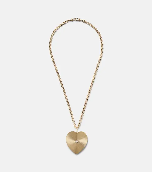MARIE LICHTENBERG Heart Pendant Necklace With Diamond - Gold