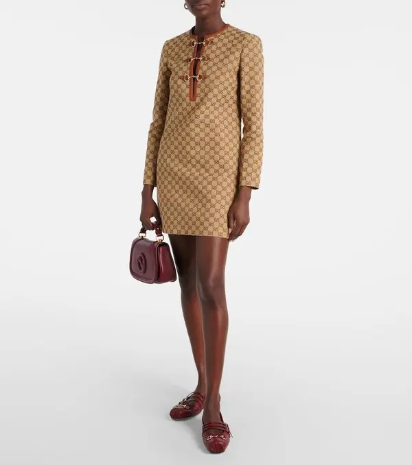 Gucci Horsebit Gg Canvas Mini Dress