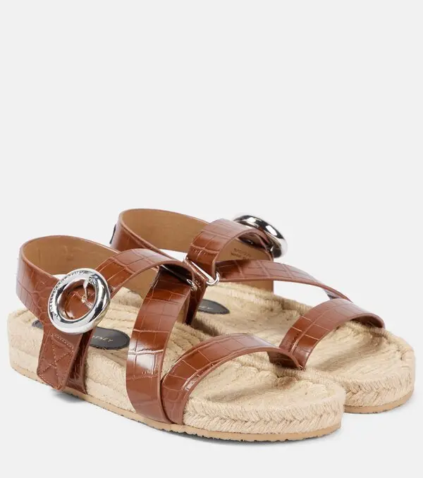Stella McCartney Gaia S-wave Leather Espadrille Sandals - Brown